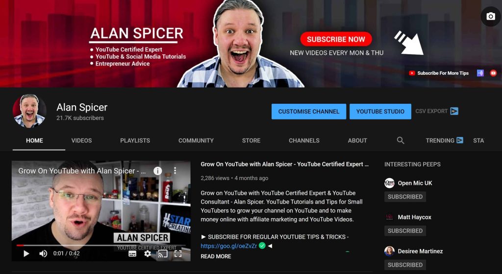 YouTube Channel Banner Ideas – Alan Spicer – YouTube Certified Expert